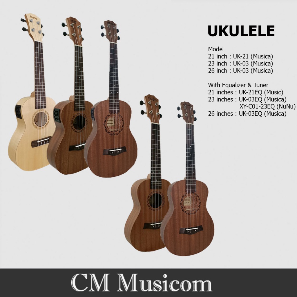 Soprano / Concert / Tenor Ukulele With or Without Pick up & Tuner ...