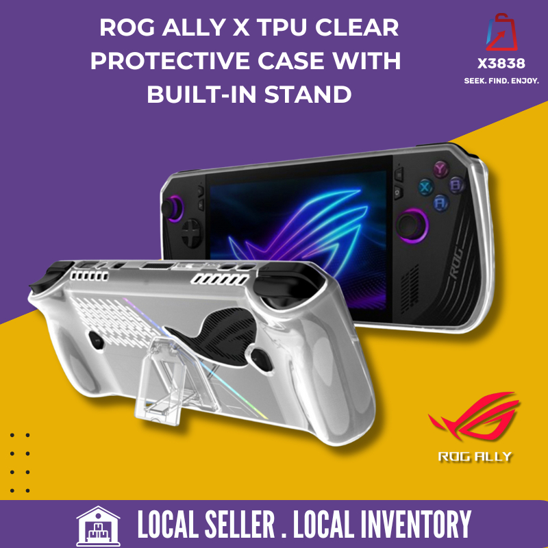 ROG Ally X TPU Clear Protective Case with Built-in Stand – Shockproof ...
