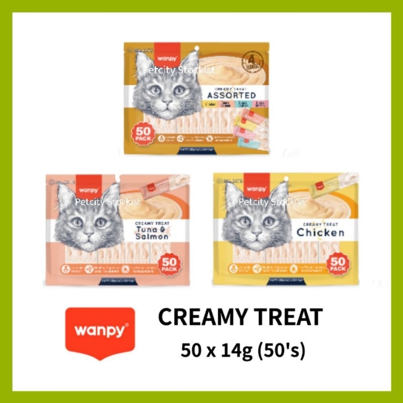 Wanpy Creamy Lockable Treats 14g X 50pcs Stick Chicken / Tuna & Salmon ...