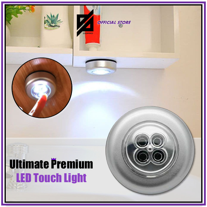 Mini LED Battery Powered Wireless Stick Touch Lamp Stick-on Push Light ...