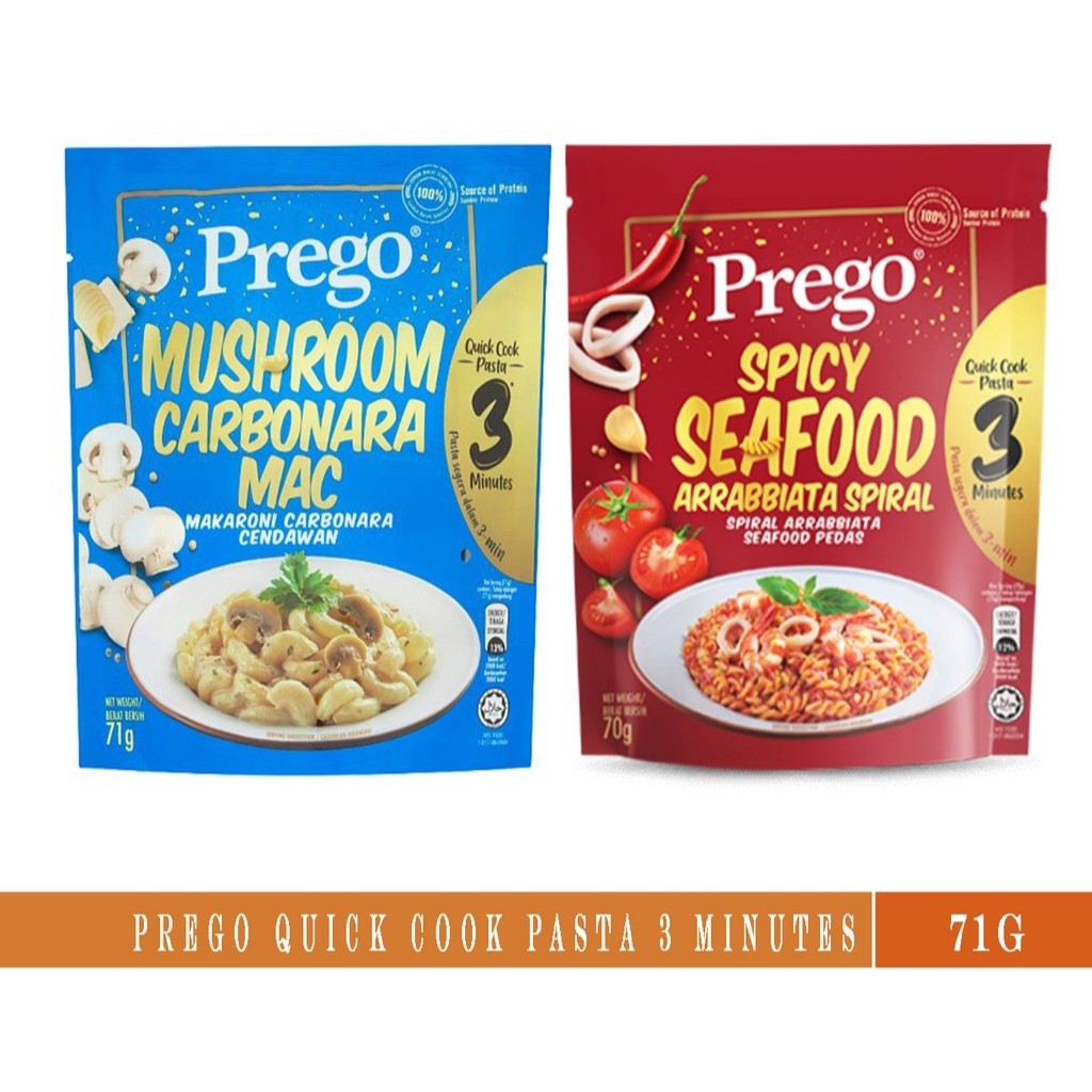 Prego Mushroom Carbonara Mac 71g / Prego Spicy SF Arrabbiata Spiral 70g ...