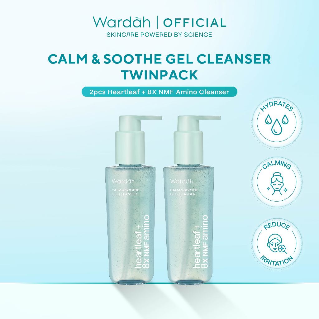 [TWINPACK] Wardah Heartleaf + 8X NMF Amino Calm & Soothe Gel Cleanser ...
