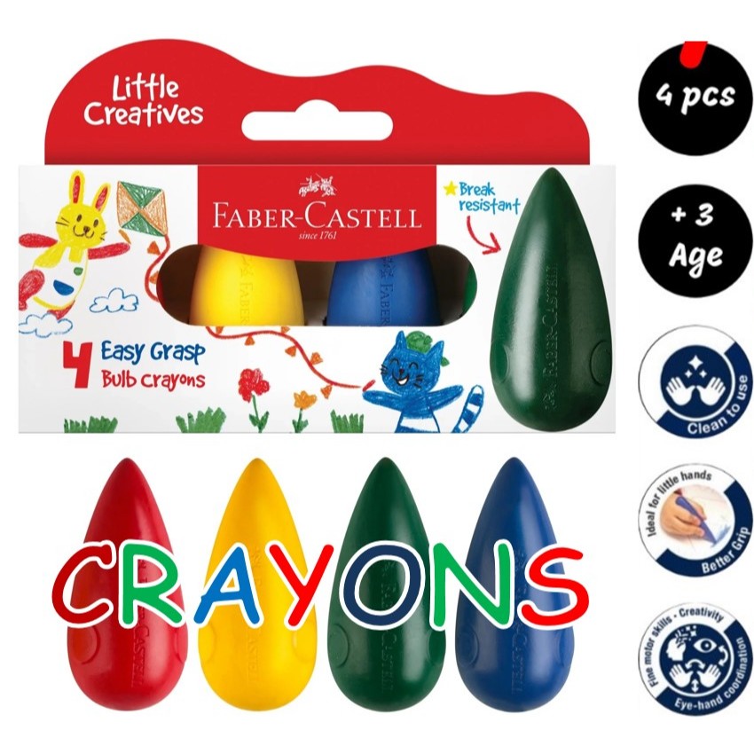 Faber Castell Grasp Crayon Children Crayon Set of 4 Radierbare ...