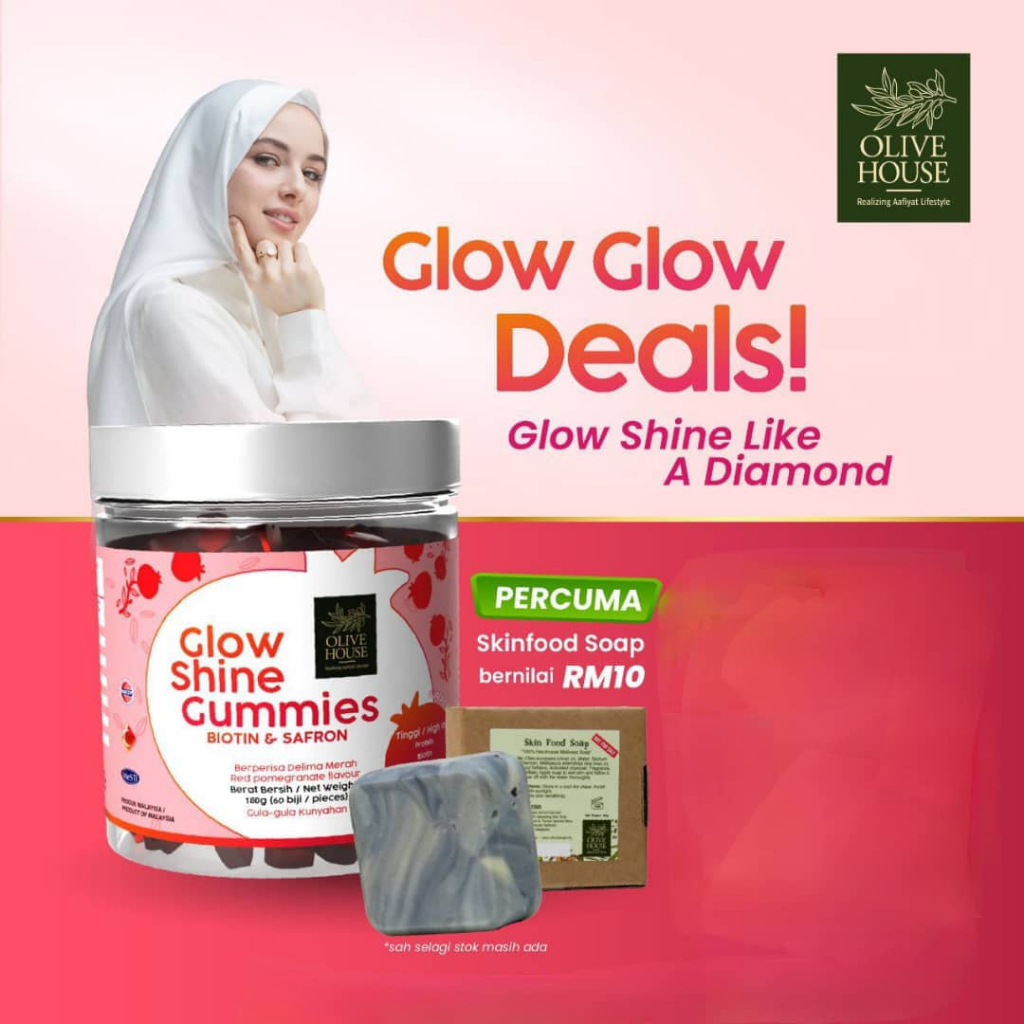 Olive House Glow Shine Gummies Gula2 Kunyahan Mengandungi Biotin dan ...