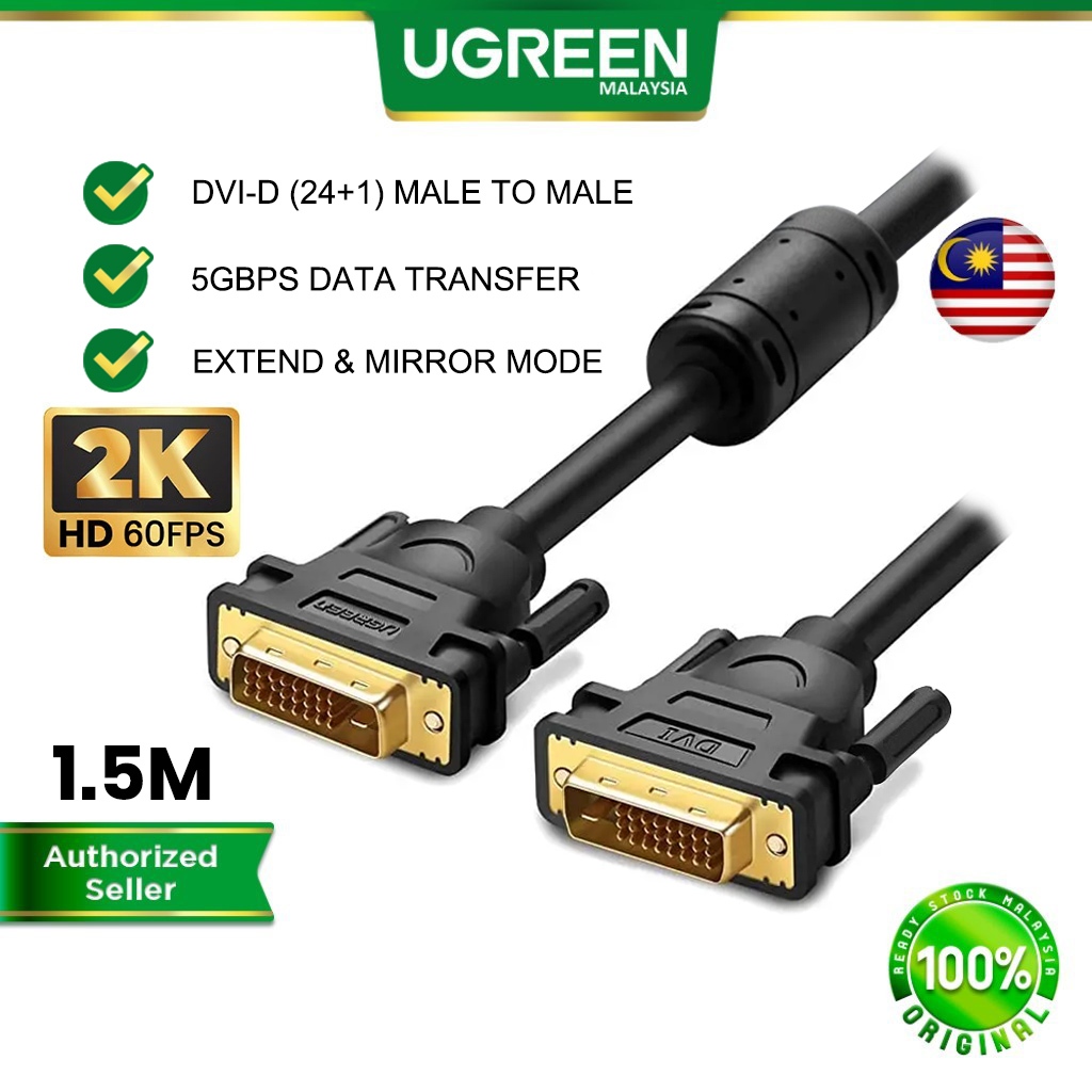 UGREEN DVI-D 24+1 Male to Male 2K 60Hz Dual Link Digital Video Display ...