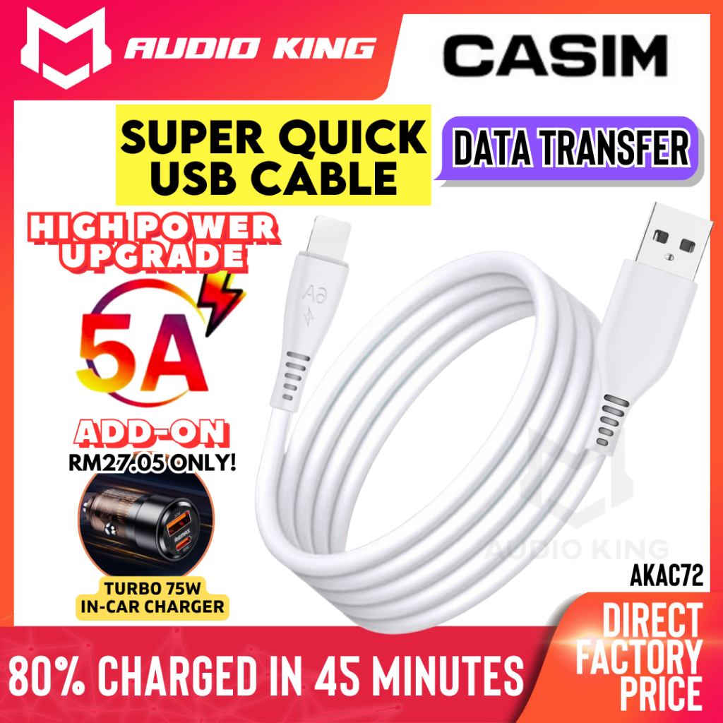 CASIM Data Cable 5A Super Fast Charging USB A To Type C Kabel PD QC ...