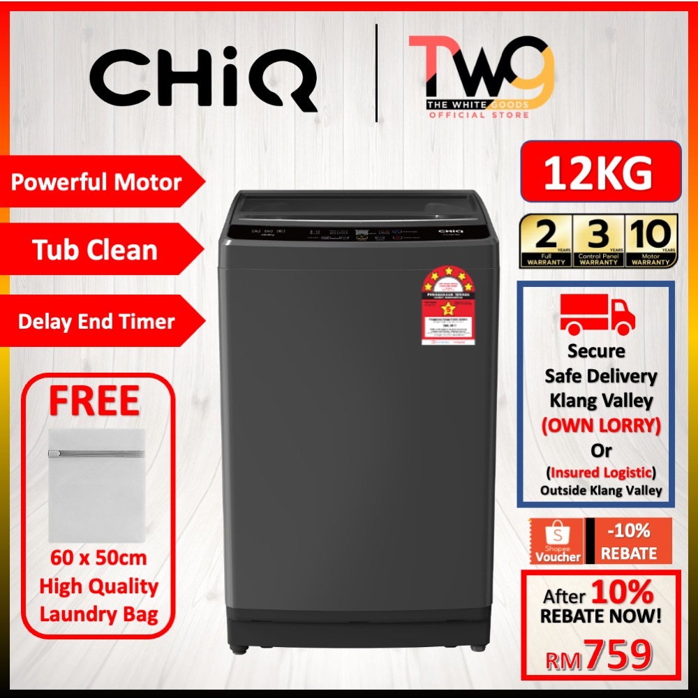 CHIQ 7KG / 10KG / 12KG 7 Programme Top Load Fully Auto Washer Washing ...