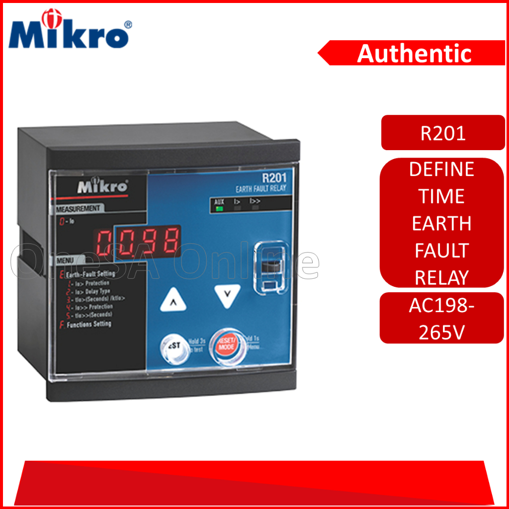 MIKRO DEFINE TIME EARTH FAULT RELAY AC198-265V(MIKRO-R201/A198-265 ...