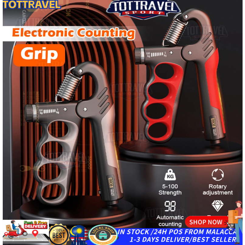 Spring Hand Grip 5-100KG Adjustable Electronic Counting Hand Gripper ...