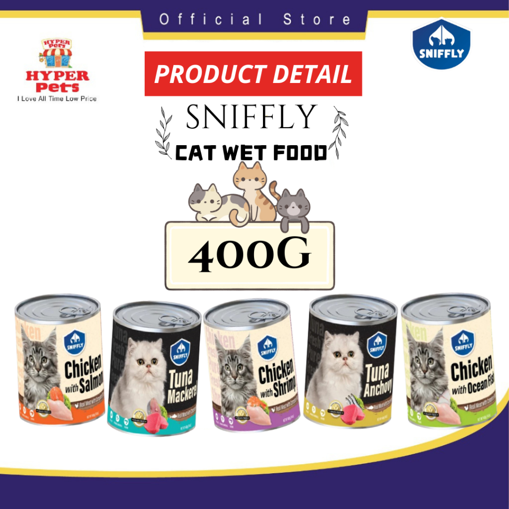 SNIFFLY CAT CAN WET FOOD 400g l Cat Wet Food Cat Snack Makanan Snek ...
