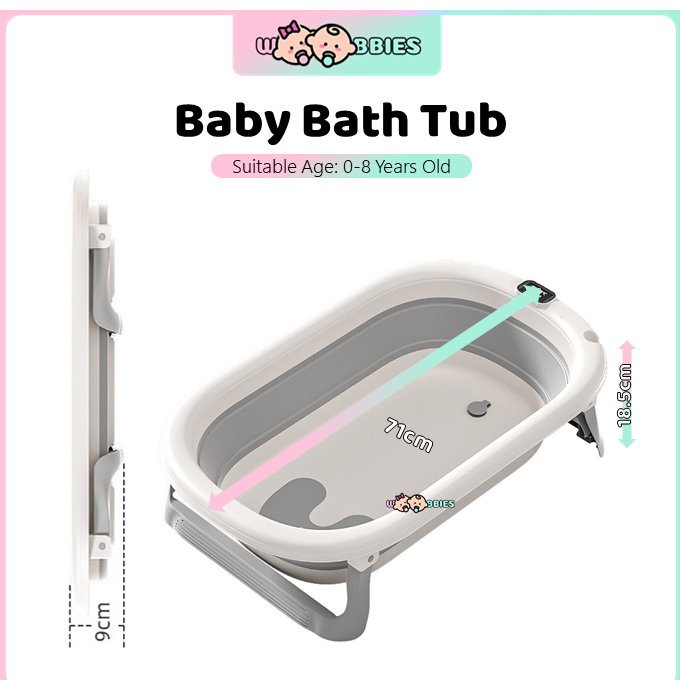 👶🏻Woobbies Foldable Baby Bath Tub Basin Mandi Baby Bathtub Tub Mandi ...