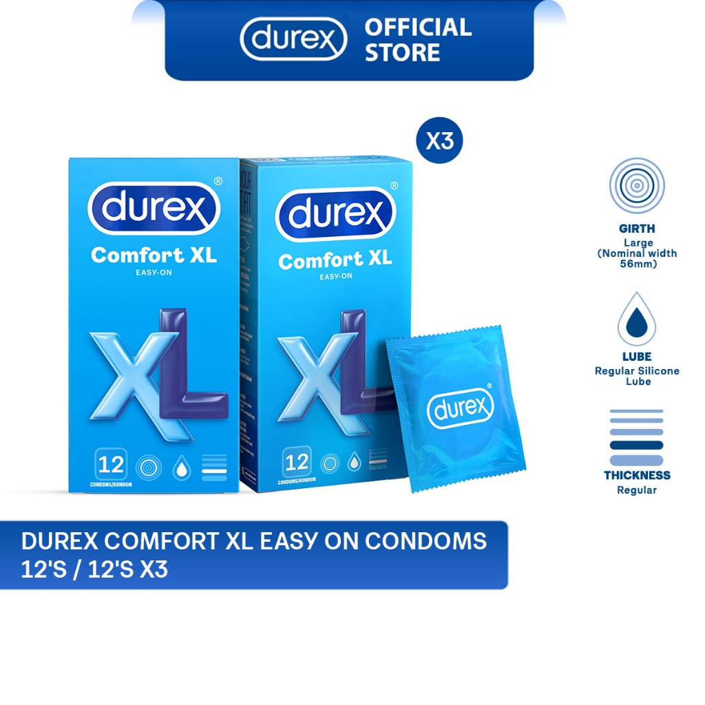 Durex Comfort Condoms XL 12's/3 x 12's [For man] Basic, Large size 56mm ...