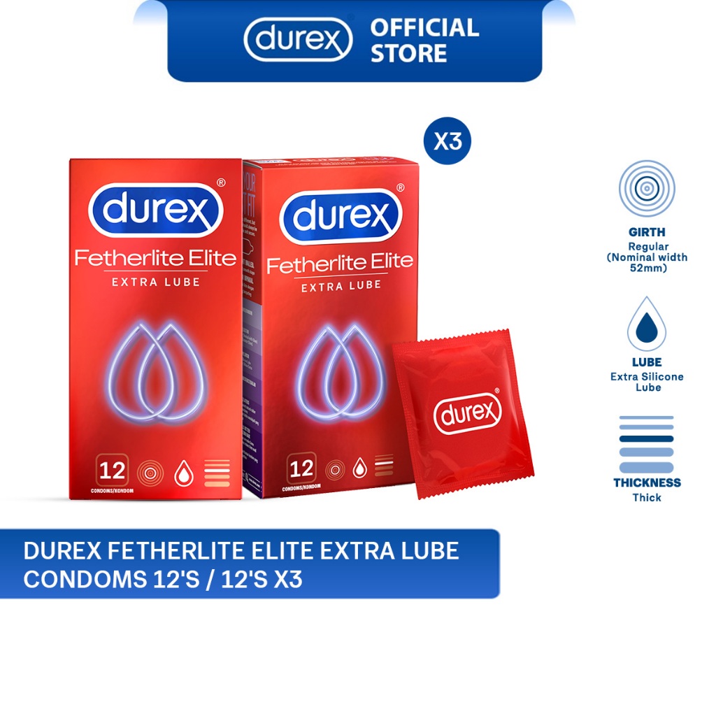 Durex Fetherlite Elite Extra Lubricated Condoms 12's/3 x 12's [For man ...