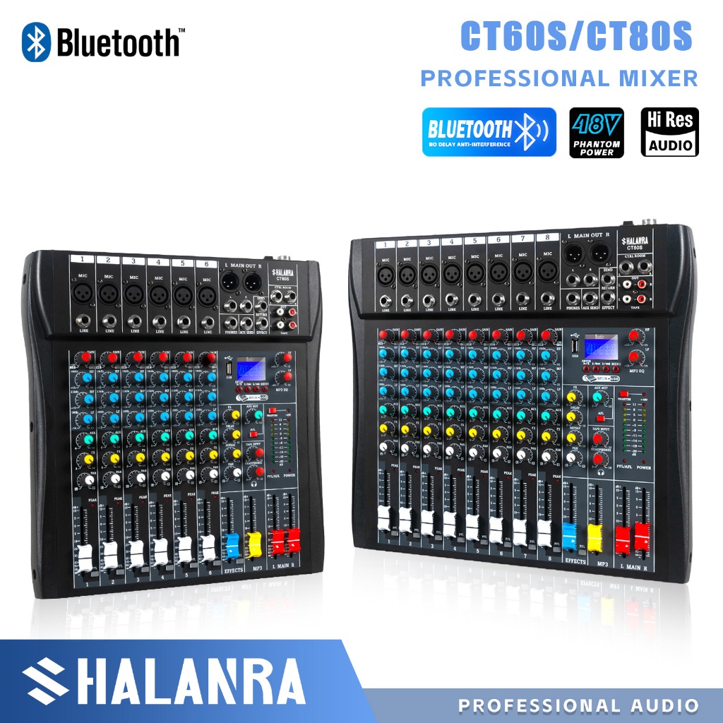 Professional mixer Series Stereo Mixer 6/8 Channel Bluetooth USB MP3 ...