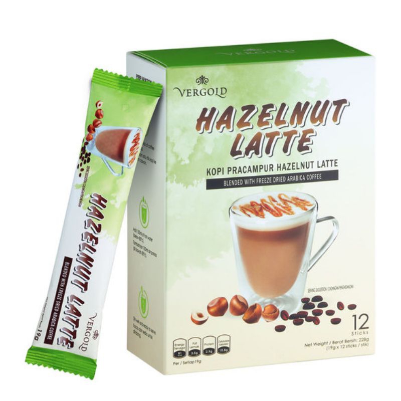Vergold Hazelnut Latte - 12 sachets x 19g | Shopee Malaysia