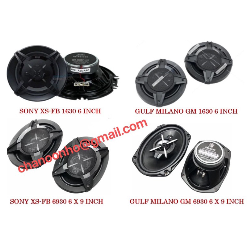 Sony 3 Way Car Coaxial Speaker System Gulf Milano (6”/6” x 9”/ 6”/ 6” x 9”/270W) XS-FB1630/XS ...