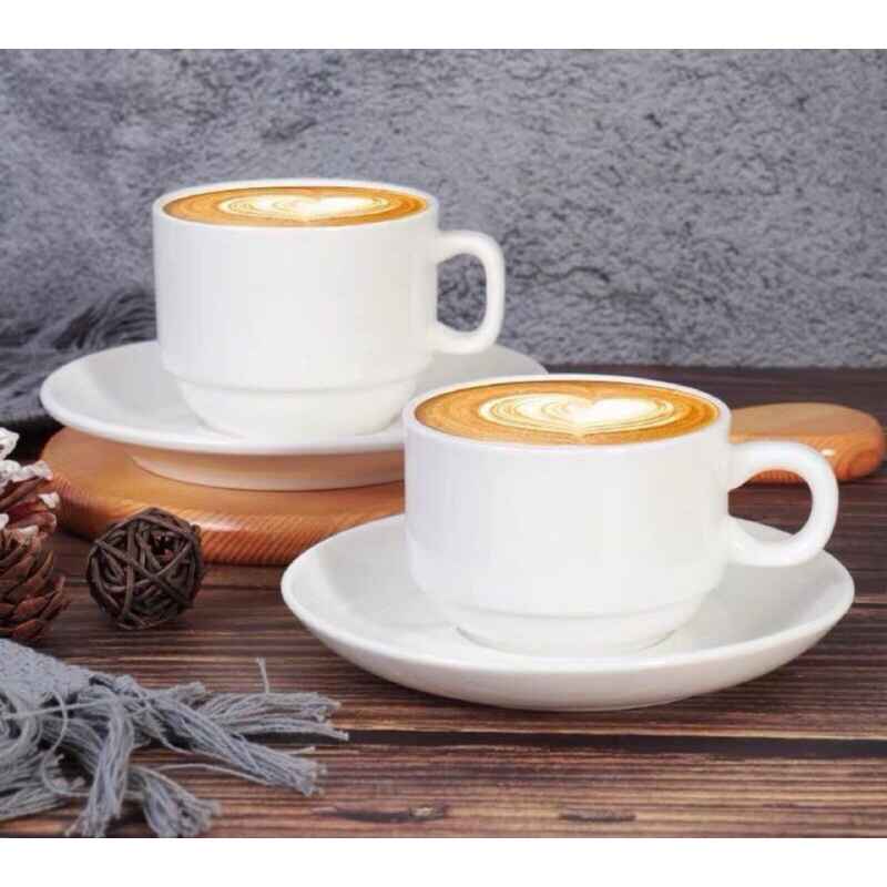 (6pcs)220ML/DX10 Ceramic Coffee Cup With Saucer Set-Professional Barista (Cappuccino,Latte ...