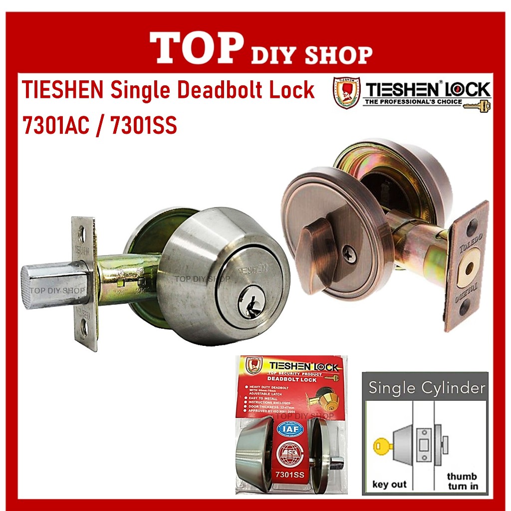 TIESHEN Single Deadbolt Lock Door Security Thumb Turn Lockset Tombol ...
