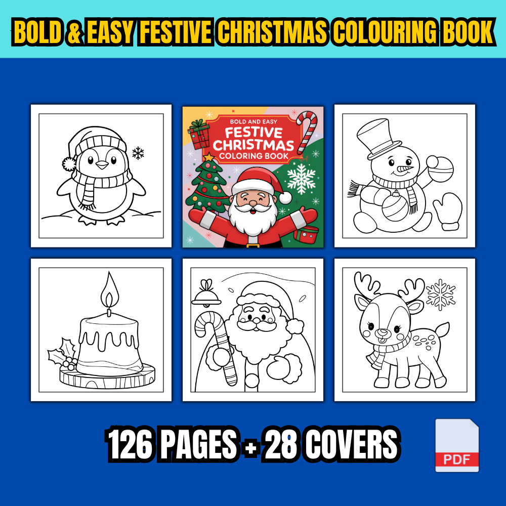 [PDF] 126 Pages Bold & Easy Festive Christmas Colouring Book For Kids ...