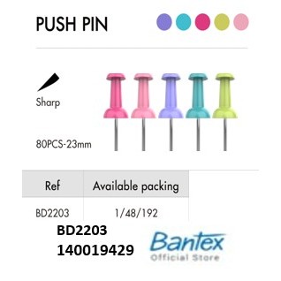 BANTEX PUSH PIN 23MM ASST COL-MT(9.15*9.15*23MM) | Shopee Malaysia
