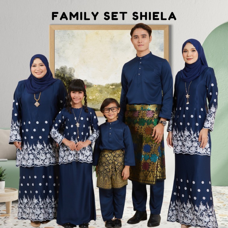 Baju Raya 2025 Viral Set Family Kurung Moden Sulam Perempuan Lelaki ...
