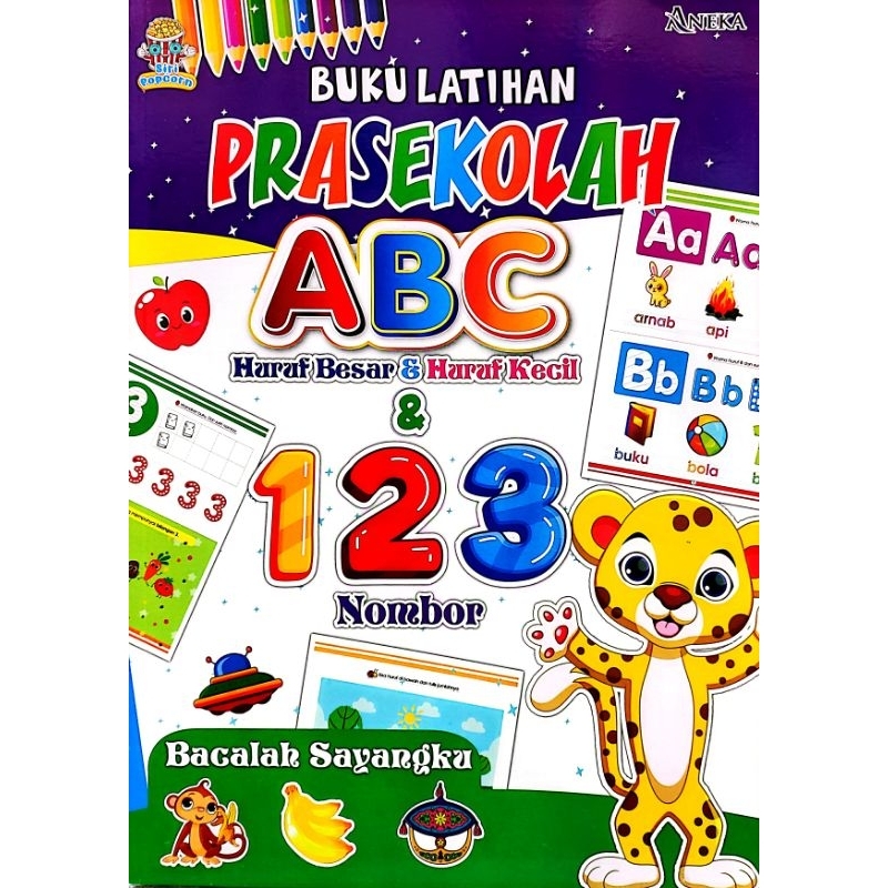 BUKU LATIHAN PRASEKOLAH ABC HURUF BESAR & huruh kecil & 123 NOMBOR ...