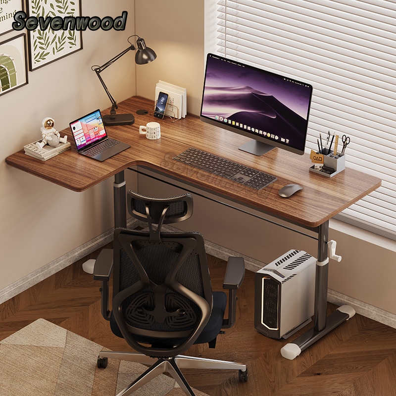 Sevenwood study table adjustable L shape table computer table office ...