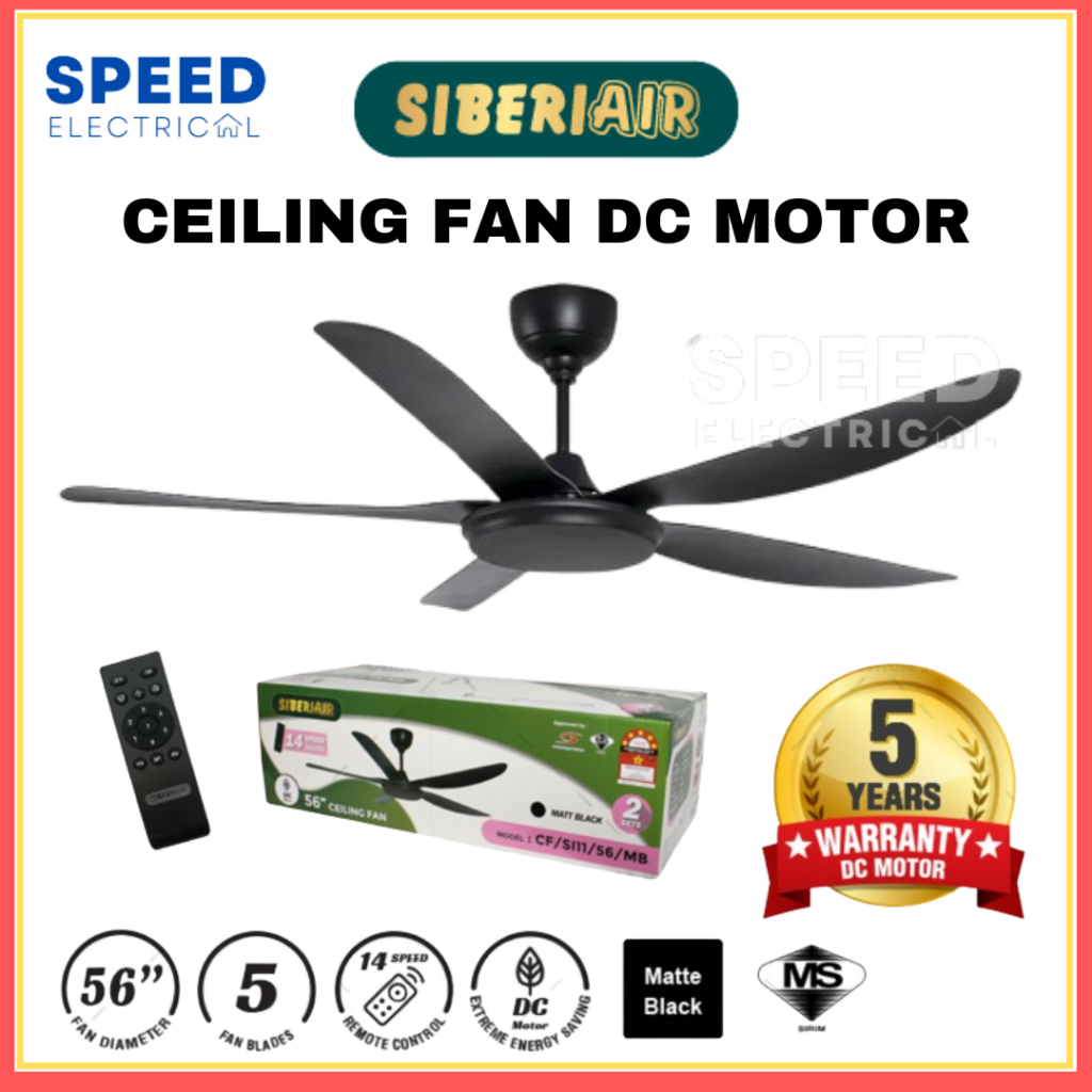 SIBERAIR REMOTE CONTROL CEILING FAN CF/SI11/56/MB DC MOTOR 56INCH 遥控风扇 ...
