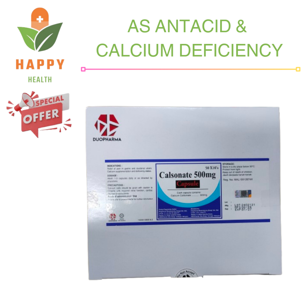 [ Exp 1/2027 ] CALSONATE ( CALCIUM CARBONATE 500MG ) CAPSULE ( 50 ...