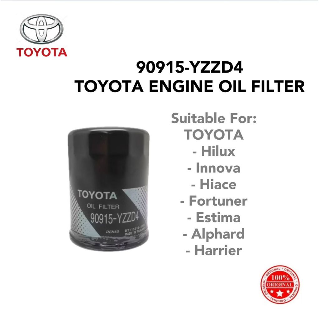 TOYOTA 90915-YZZD4 OIL FILTER - HILUX/ INNOVA/ HIACE/ FORTUNER/ ESTIMA ...