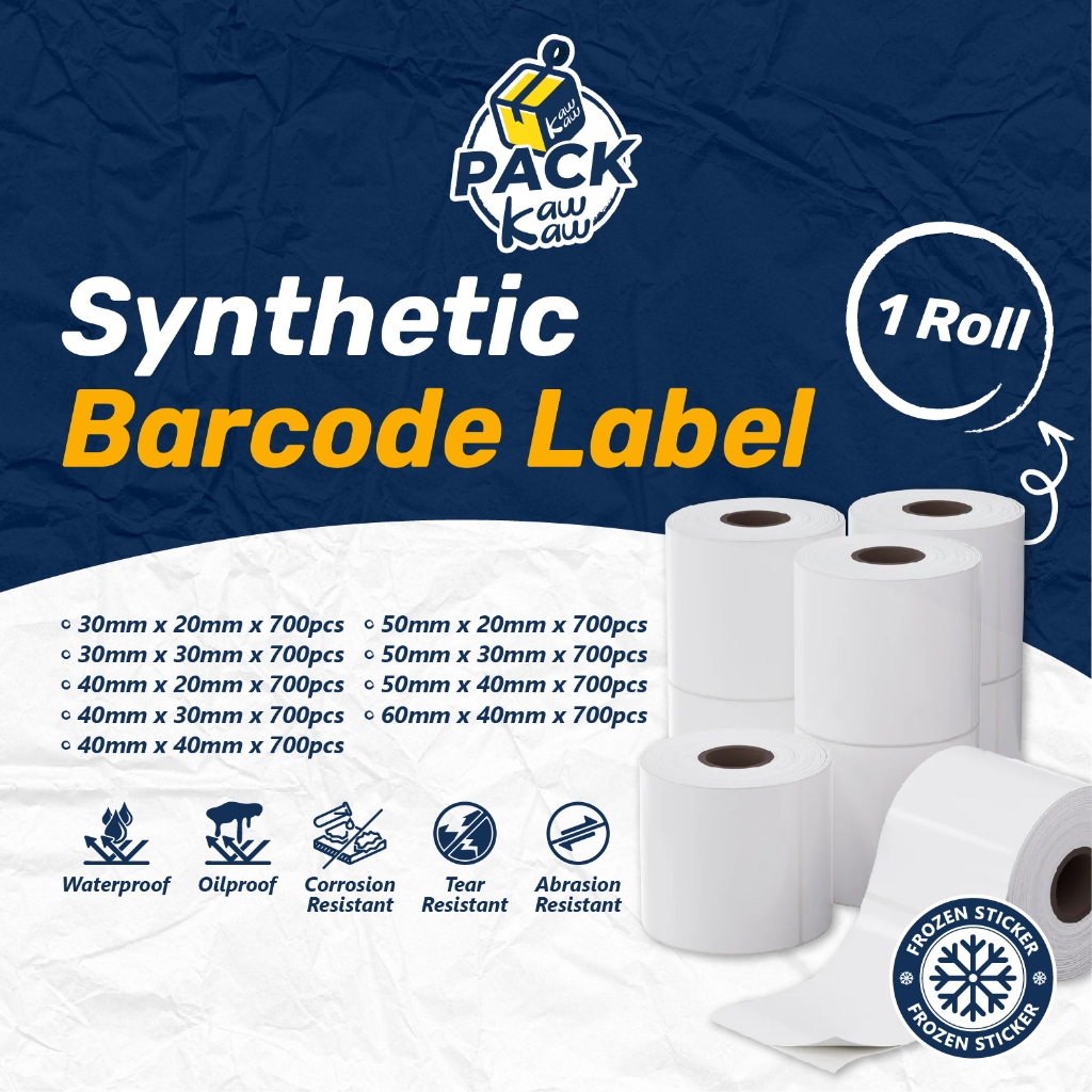 20 Size Waterproof Synthetic Barcode Label Stickers Kalis Air High ...