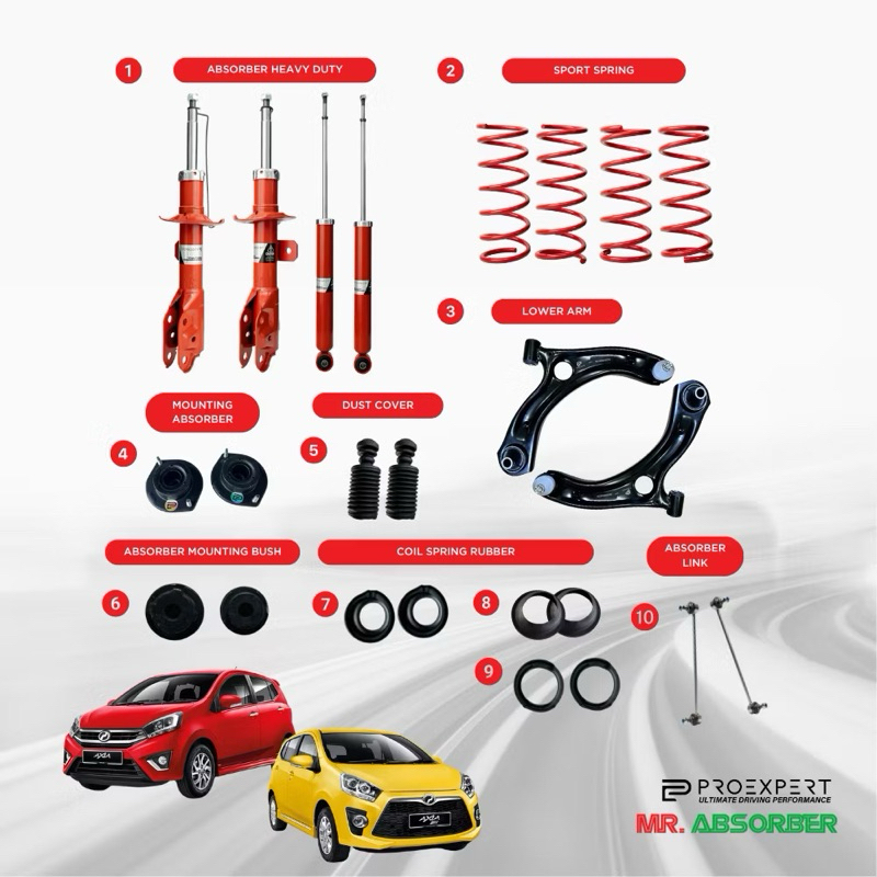 PERODUA AXIA BEZZA ABSORBER SPORT SPRING SET COMBO RESTORE | Shopee ...