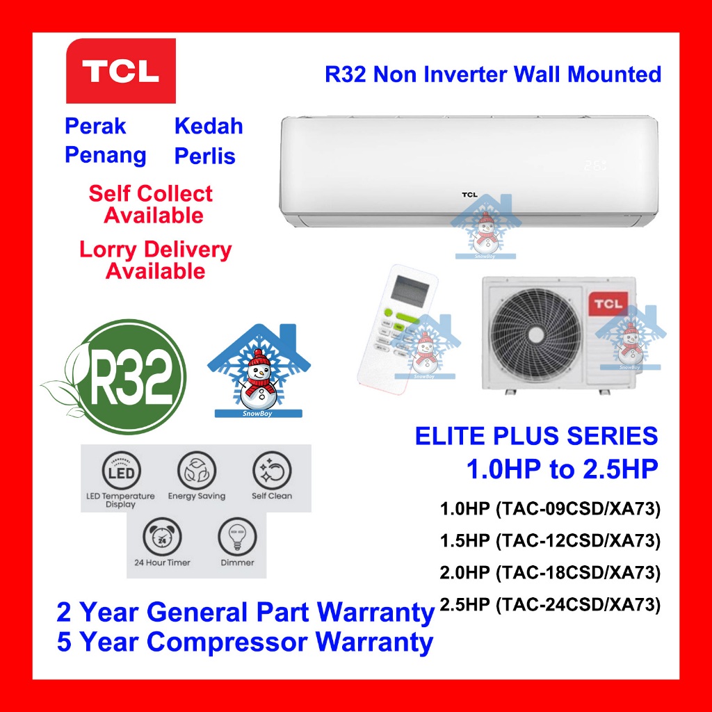 TCL R32 Non Inverter Air-conditioner AIRCOND 1.0HP 1.5HP 2.0HP 2.5HP TAC-09CSD TAC09CSD TAC ...