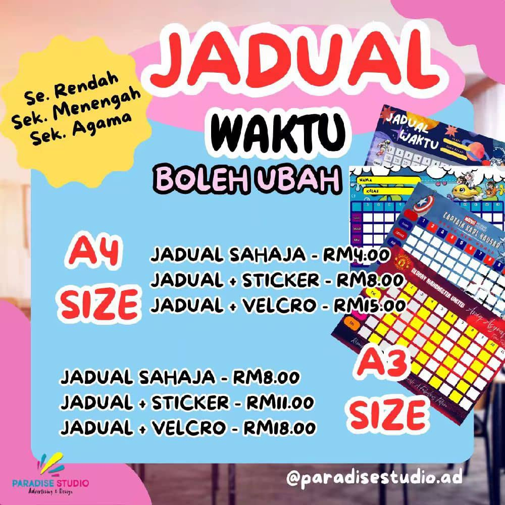 Jadual Waktu Velcro Boleh Ubah / Velcro Adjustable Time Table | Shopee ...