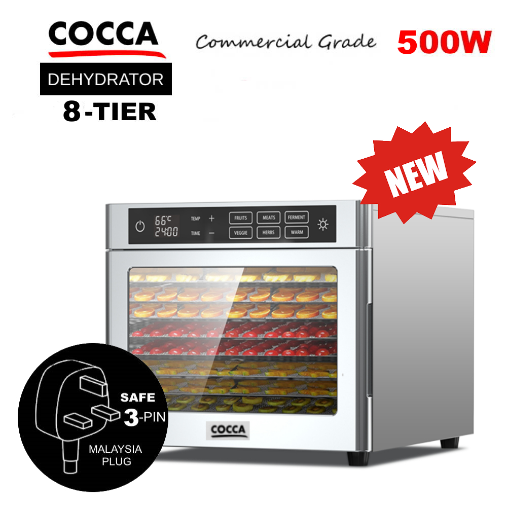 COCCA 8-Tier SUS304 Stainless Steel Food Dehydrator Commercial Grade ...