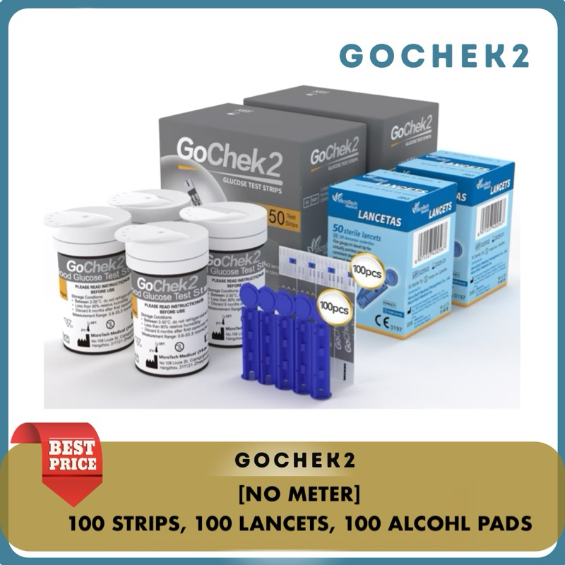100/50/25/10 Refill Gocheck2 Test Strip with Lancet and Free Alcohol ...