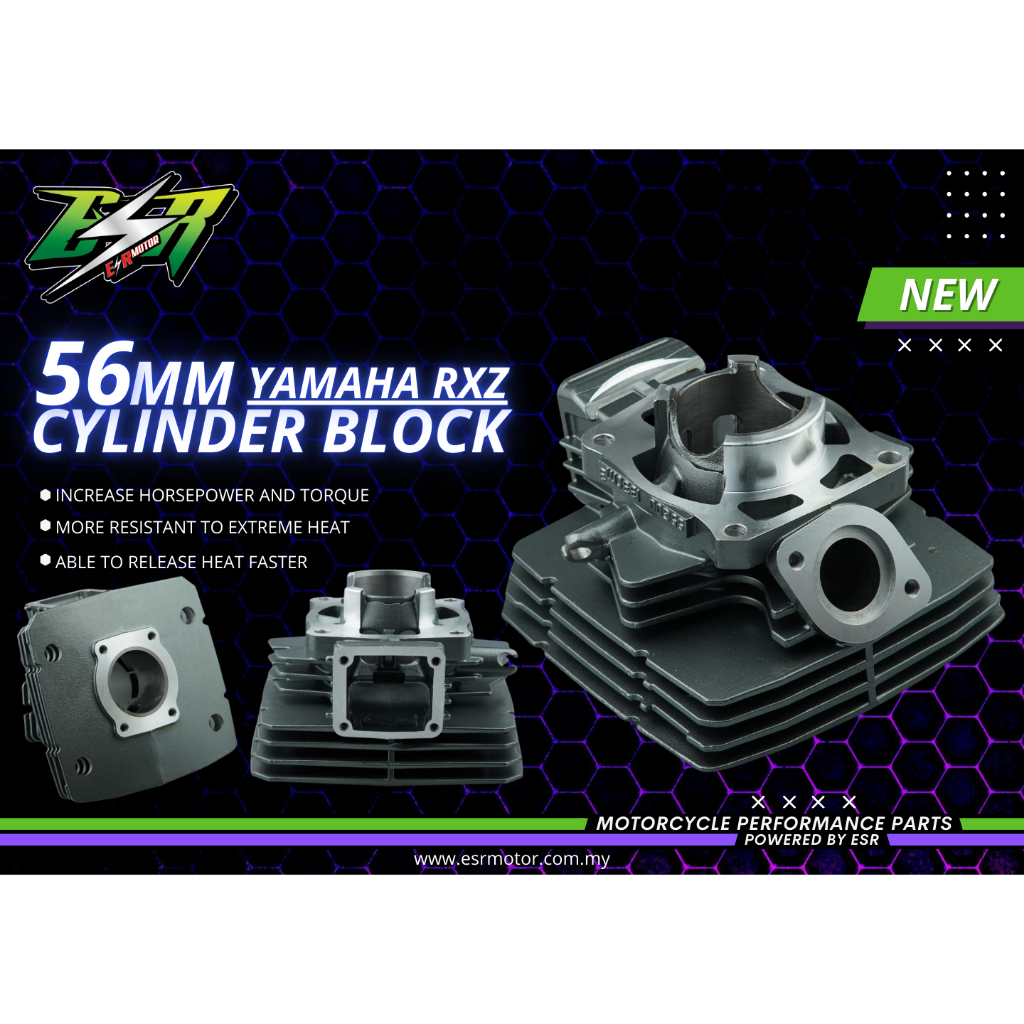 ESR MOTOR RACING BLOCK FOR YAMAHA RXZ & Y125Z Y125ZR 57MM 59MM BLOCK RXZ 56MM 58MM 59MM 60MM ...