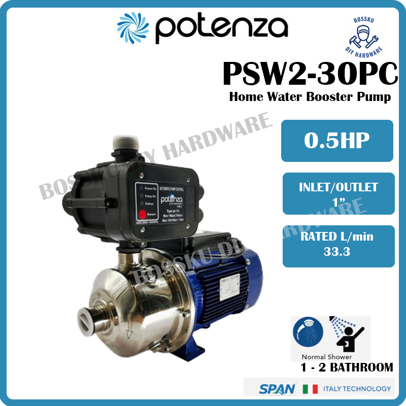 POTENZA PSW2-30 PC 0.37kW 0.5HP Multistage Control Stainless Steel ...
