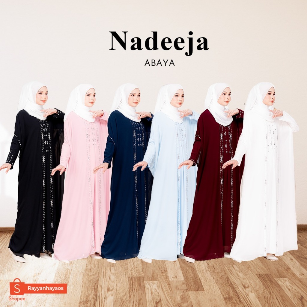 RAYA SERIES Rayyan Haya’ Nadeeja Abaya Beads {READYSTOCK} with Full Lining Baju Raya Nursing ...