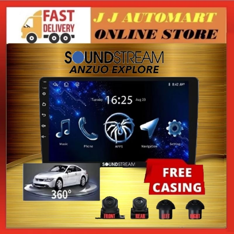 SOUNDSTREAM Anzuo Explore 360 Cam Supported, DSP & 4G SIM Car Android ...