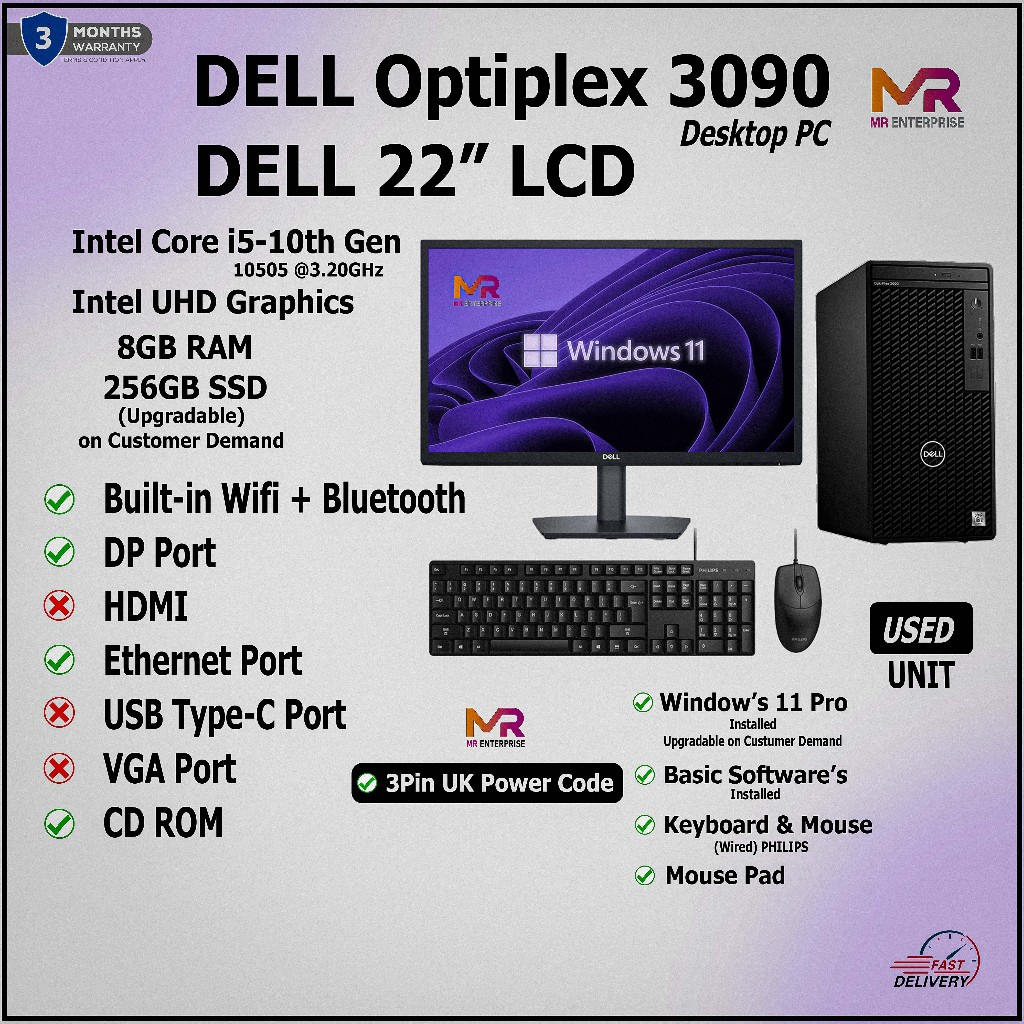 Dell OptiPlex 3090 - Desktop pc | core i5-10th Gen | 8GB-256GB SSD ...