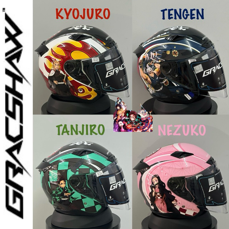 [READY STOCK] Gracshaw Demon Slayer Limited Edition helmet - Tanjiro ...