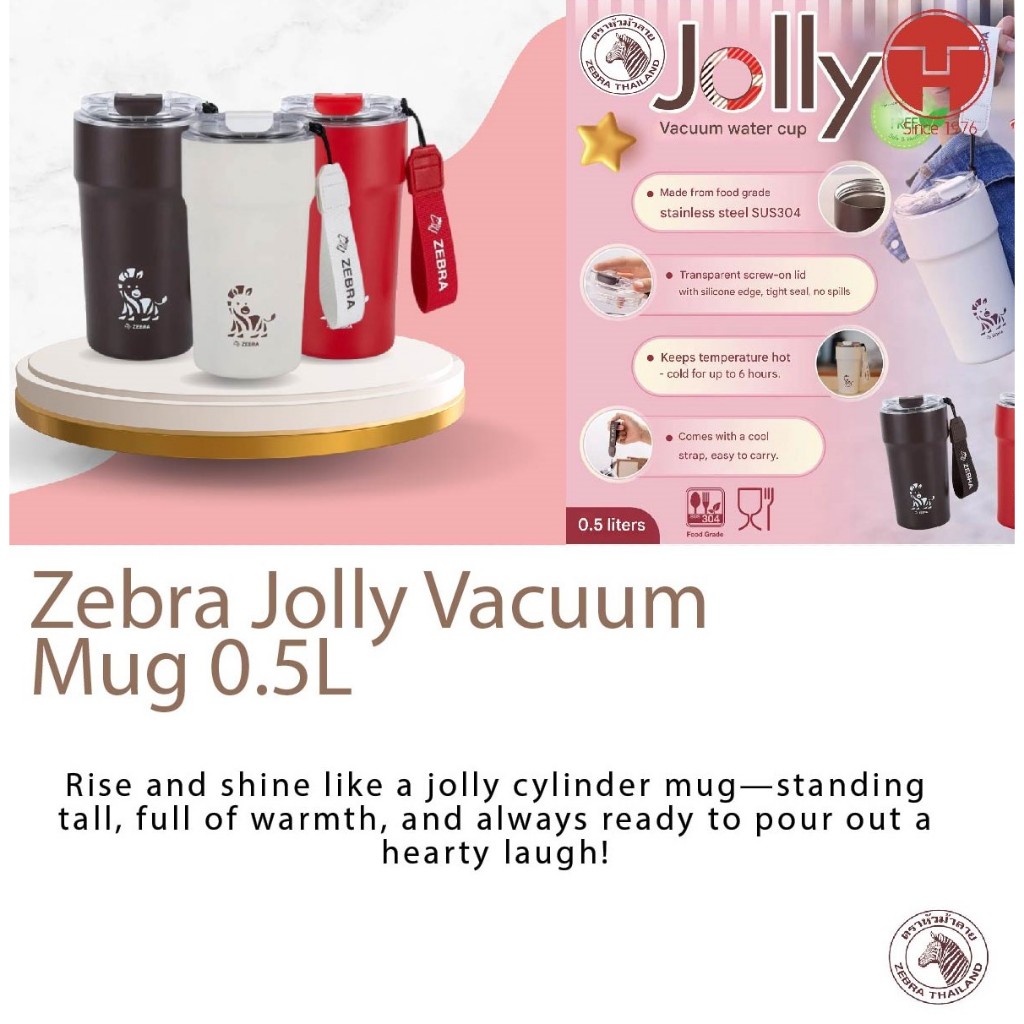 [TeoHin] Zebra Jolly Vacuum Mug 0.5 L , vacuum flask, keep warm, keep ...