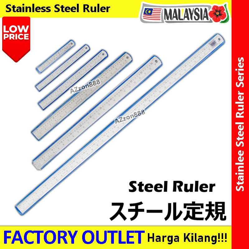 Stainless Steel Double Sided Ruler 15cm / 20cm / 30cm / 45cm / 60cm # ...