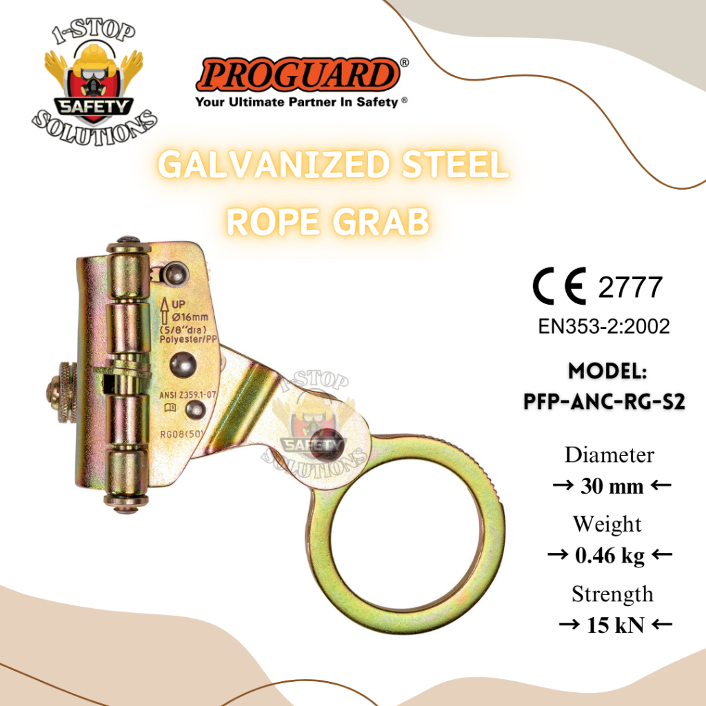 Proguard Galvanized Steel Safety Rope Grab Anchorage Line Locking ...