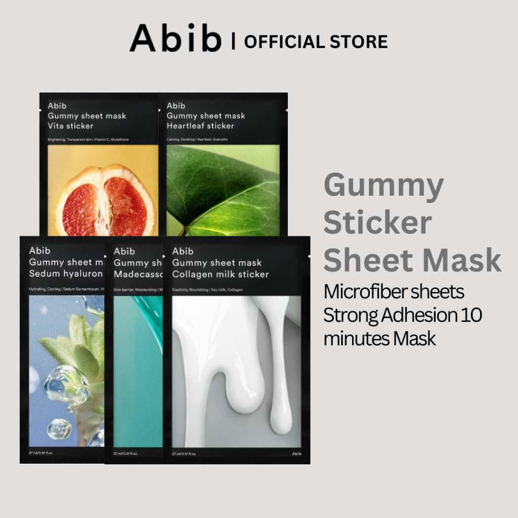 Abib Gummy Sheet Mask Heartleaf/Sedum Hyaluron/Madecassoside/Collagen Milk/Vita (1 ea) | Shopee ...