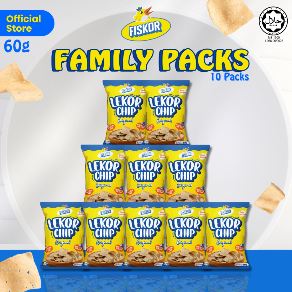 [Bundle of 10] Fiskor's Lekor Chips Original/Mala/Seaweed - (Size: 60g ...