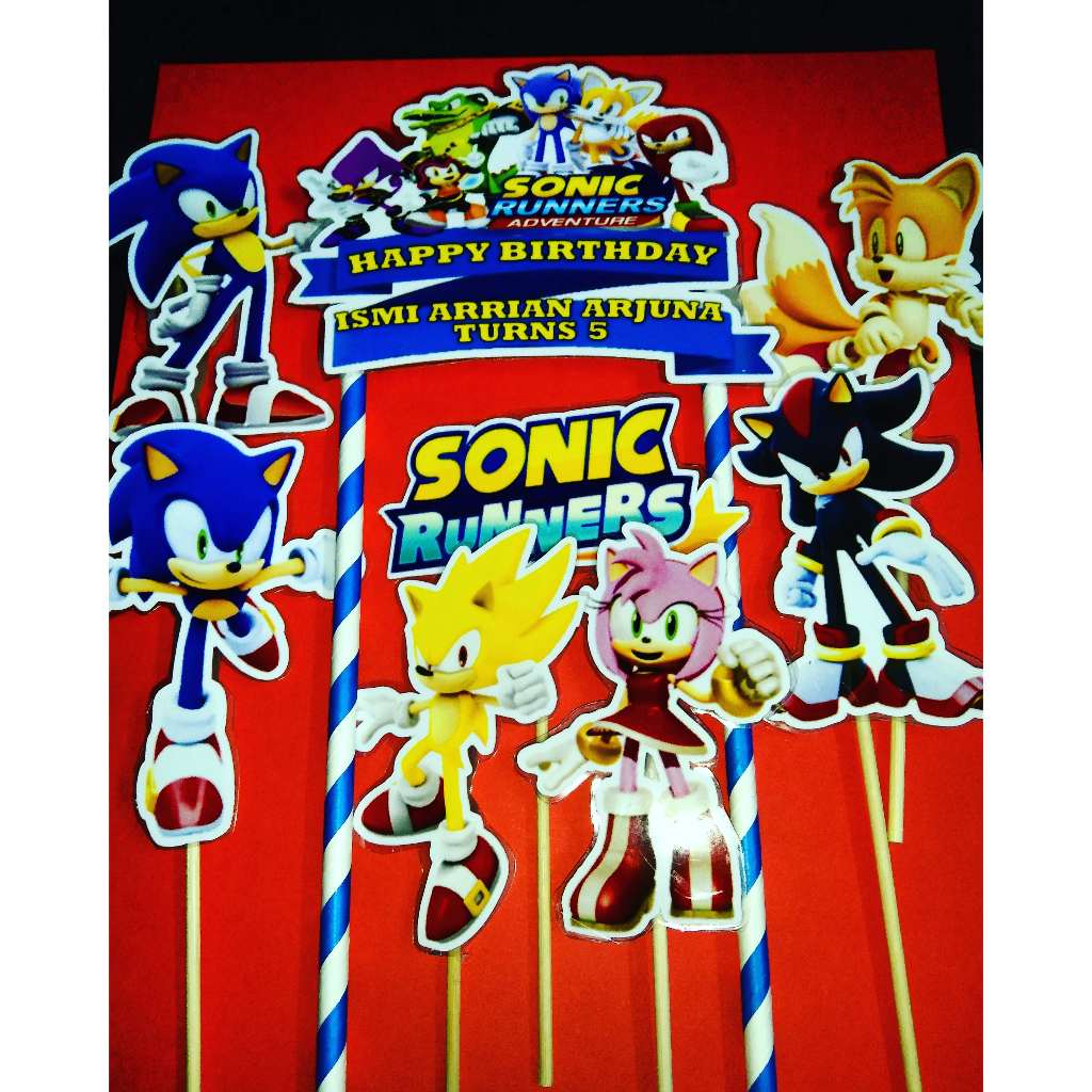 Sonic The Hedgehog Cake Topper | Custom Name & Age | Cartoon Sonic ...