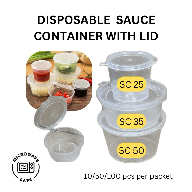 PP Sauce Container Food Container with lid Microwavable Plastic Round Container Bekas Sos Cili ...