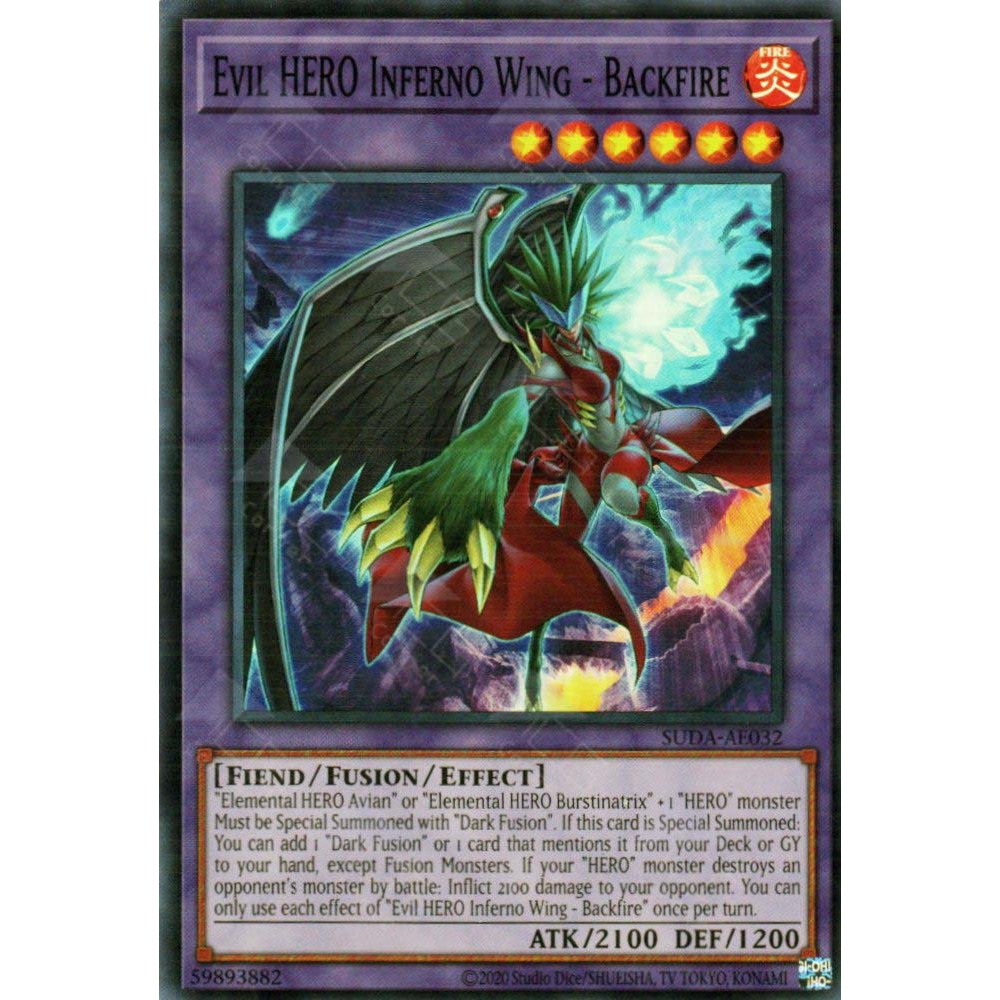 yugioh SUDA-AE032 Evil HERO Inferno Wing - Backfire (sr) | Shopee Malaysia